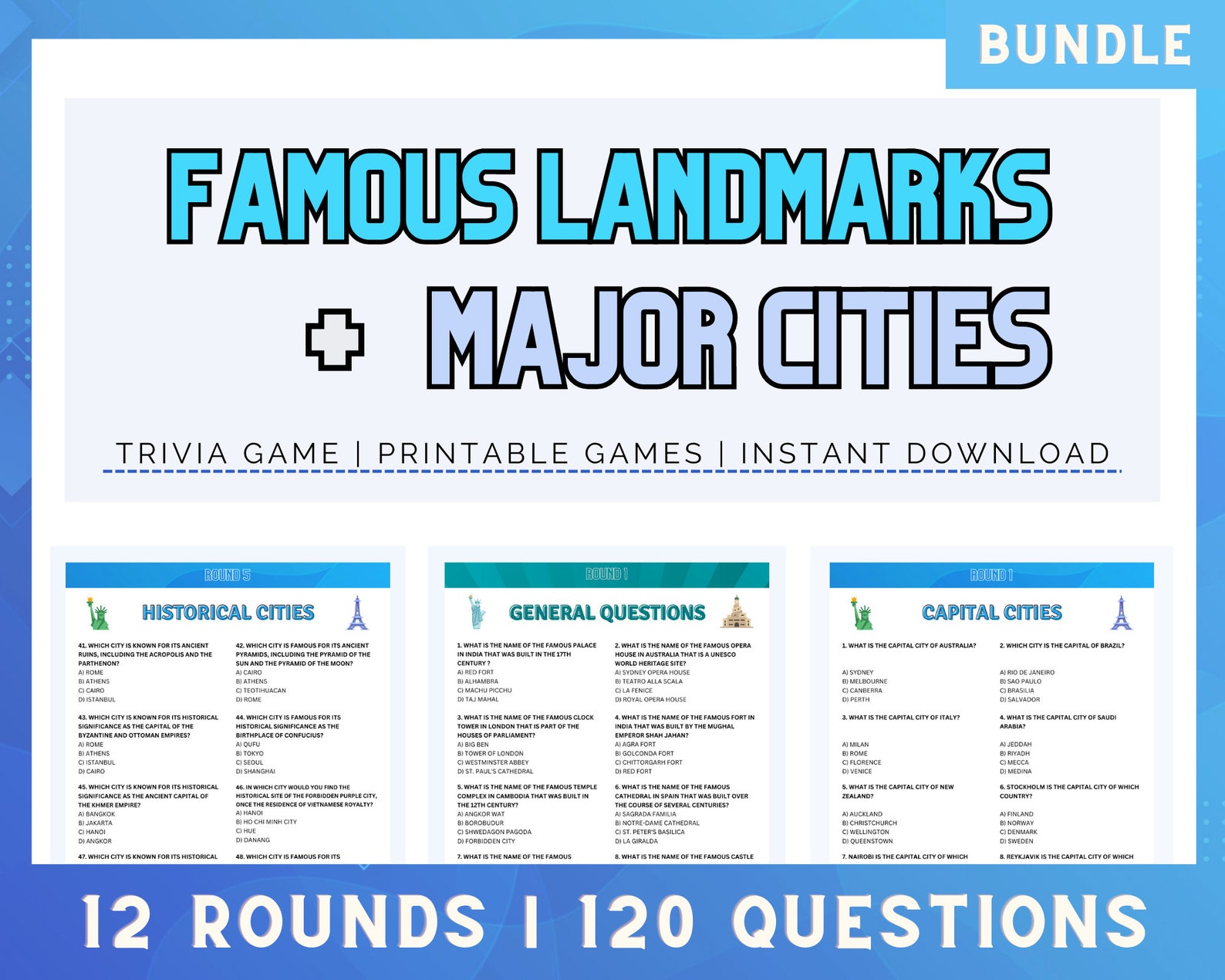Major Cities Trivia Famous Landmarks Trivia 120 Trivia Questions for ...