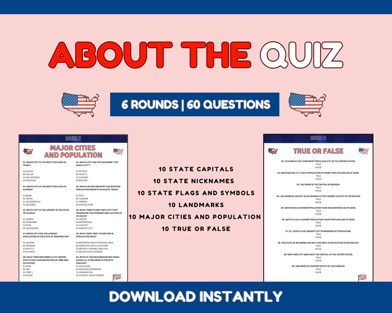 US States Trivia Game | US History Classroom Activity | United States ...