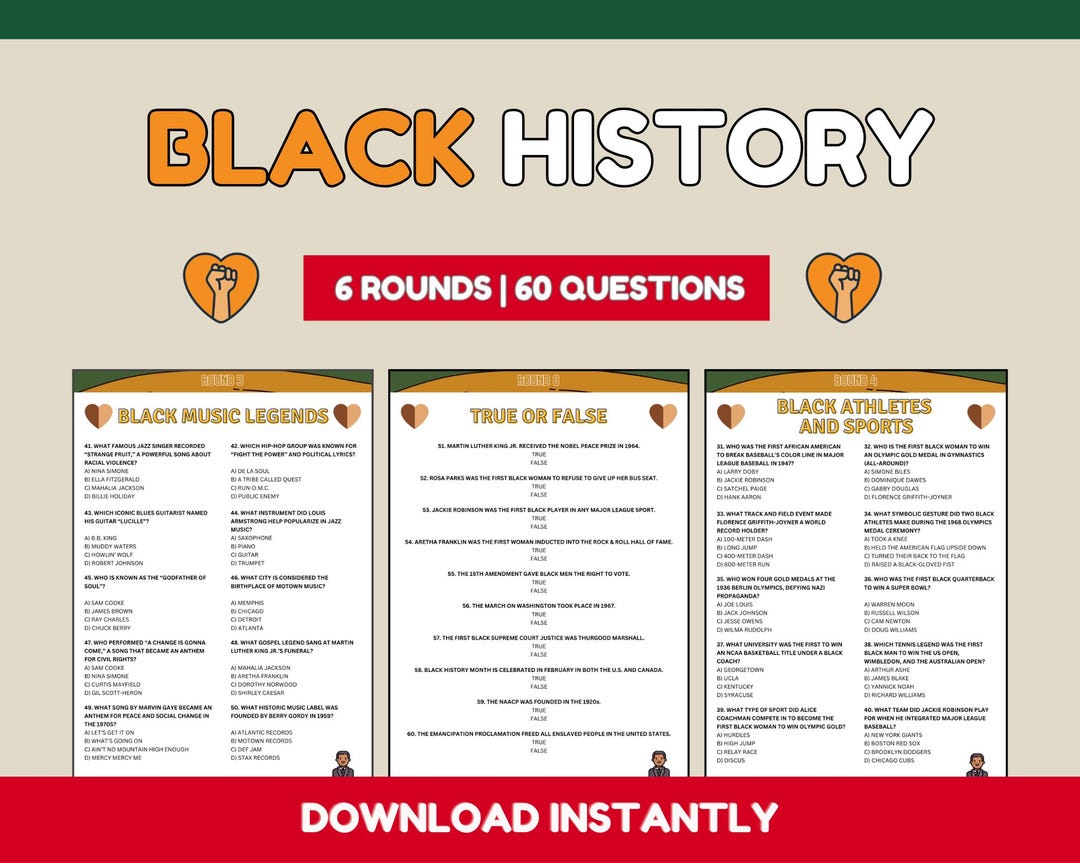 Black History Month Trivia Game | African American History Quiz | Black ...