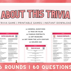 Paintings and Painters Trivia | Printable Trivia | 60 Trivia Night ...