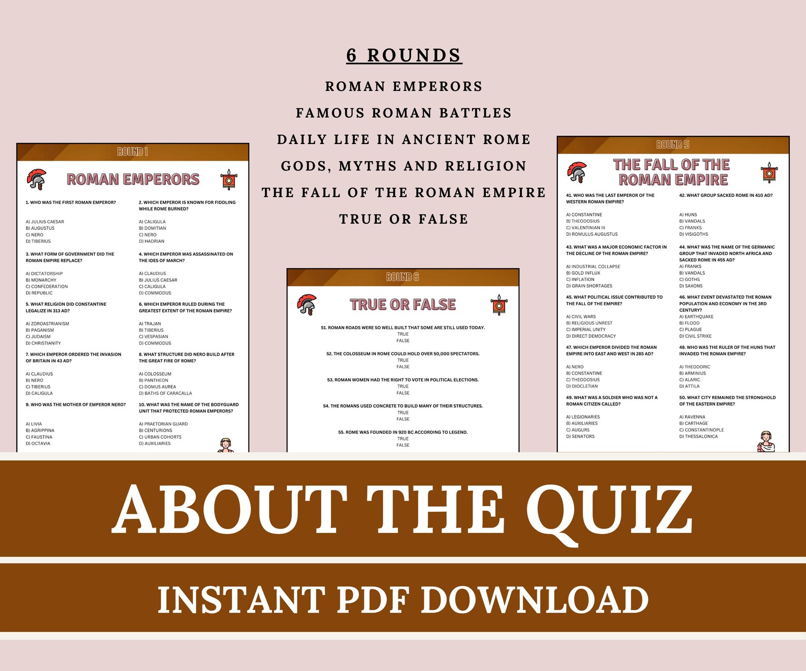 Roman Empire Trivia Game | Printable Ancient Rome History Trivia Quiz ...