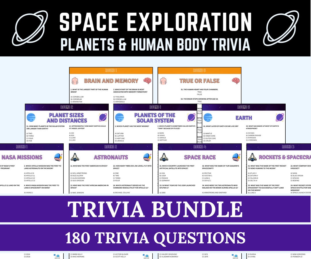 Space & Science Trivia Bundle, Printable Science Quiz for Kids and ...