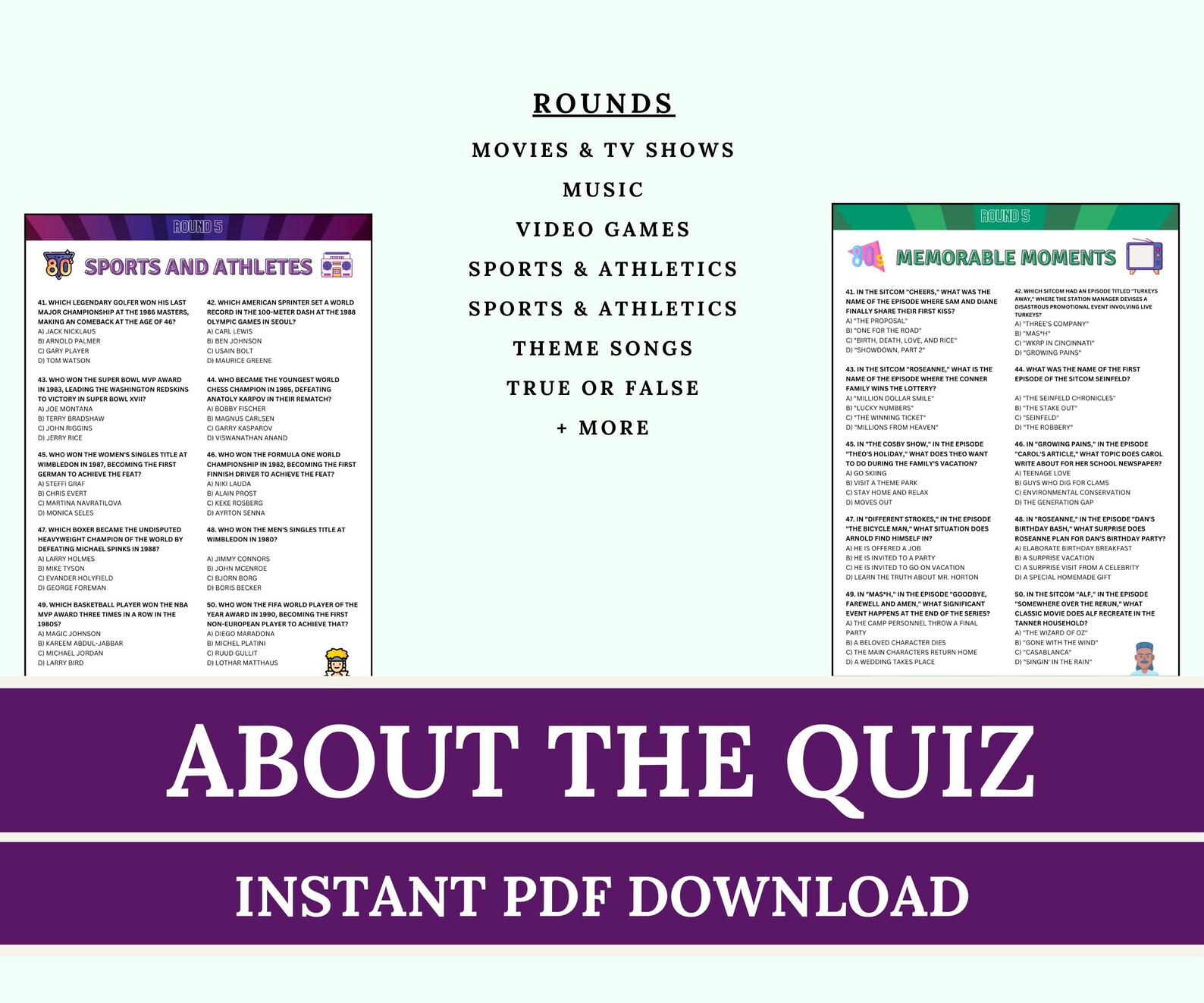 Born in the 80s Trivia & 80s Sitcoms Trivia Bundle | Printable Retro ...