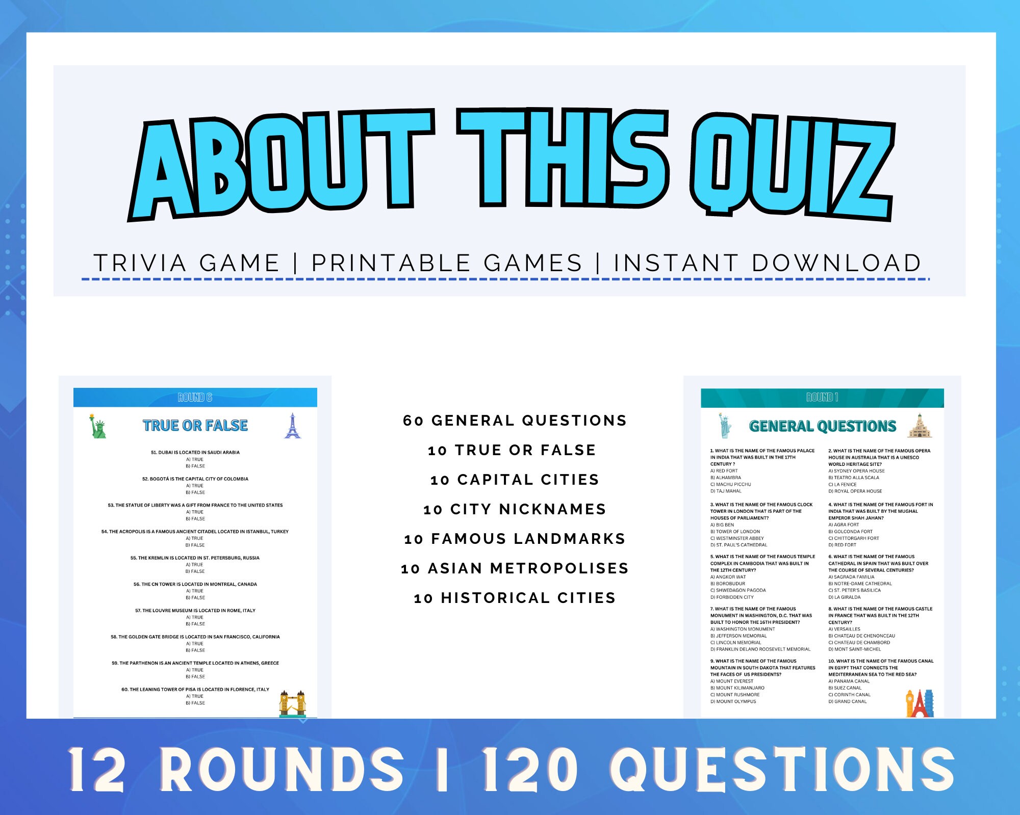 Major Cities Trivia | Famous Landmarks Trivia | 120 Trivia Questions ...