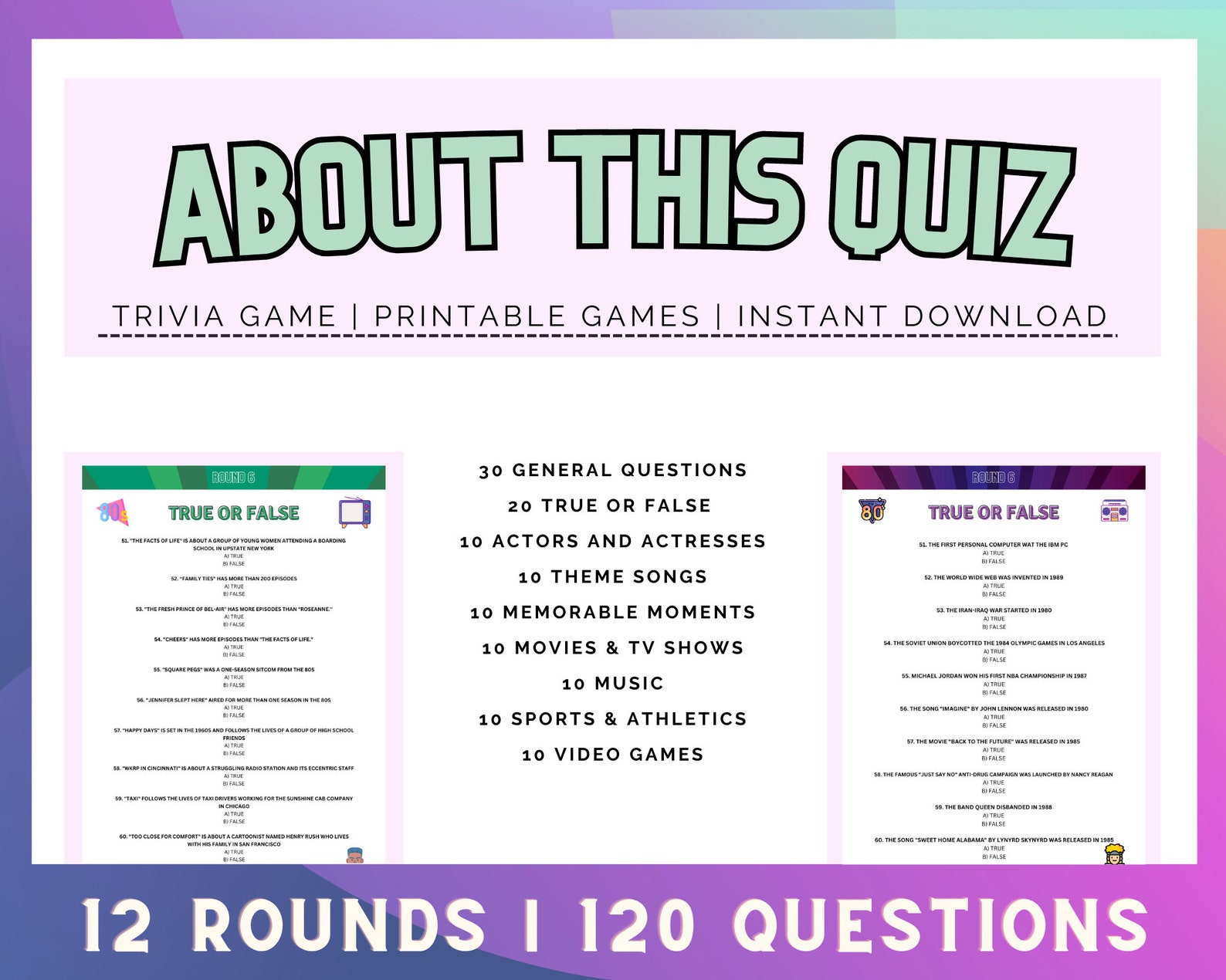 Born in the 80s Trivia & 80s Sitcoms Trivia | Trivia Bundle | 120 ...