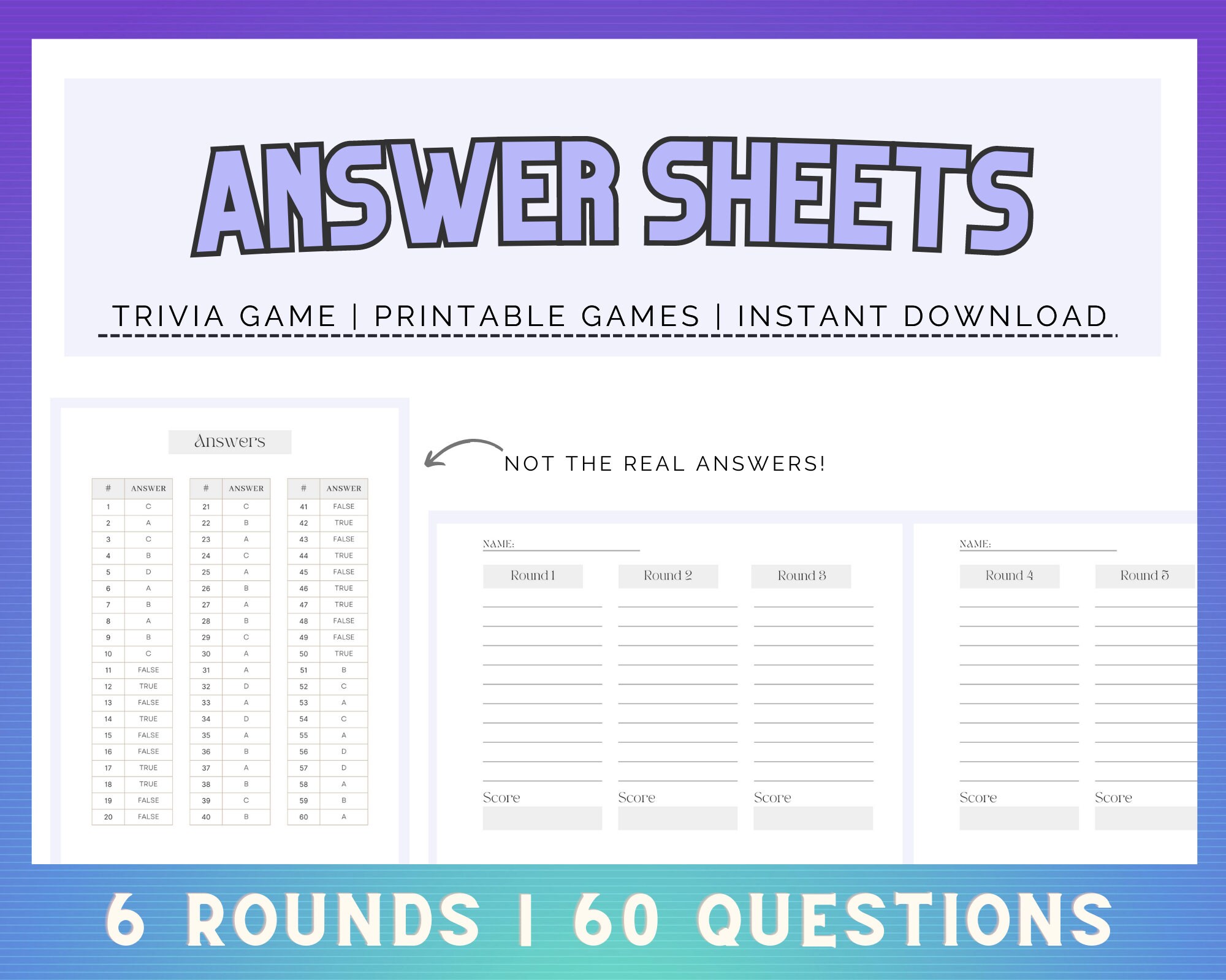 90s Sitcoms Trivia Fun Printable Trivia Game 60 Trivia Questions for ...