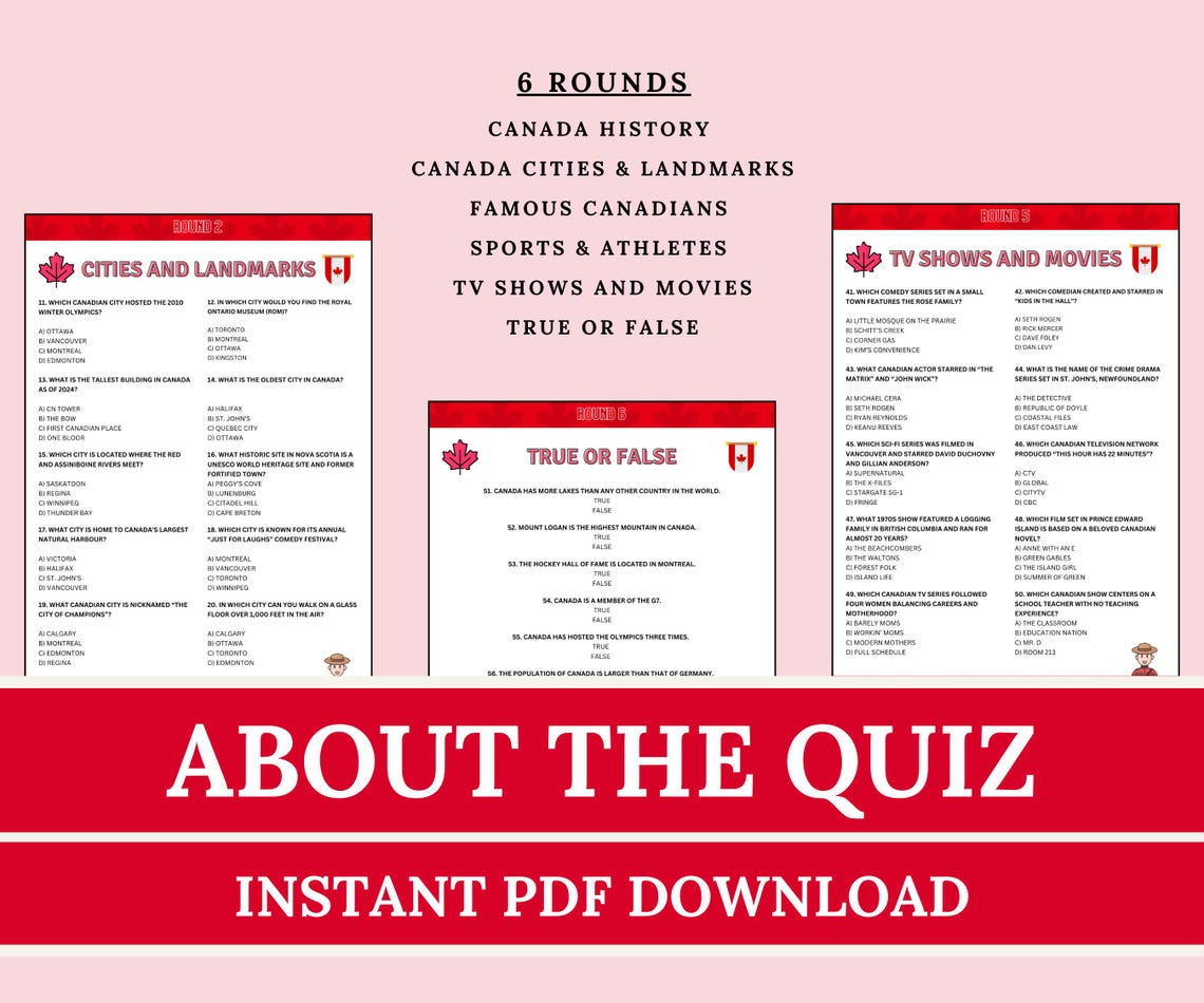 Canada Trivia Game | Printable Canadian History Questions | Canada Day ...