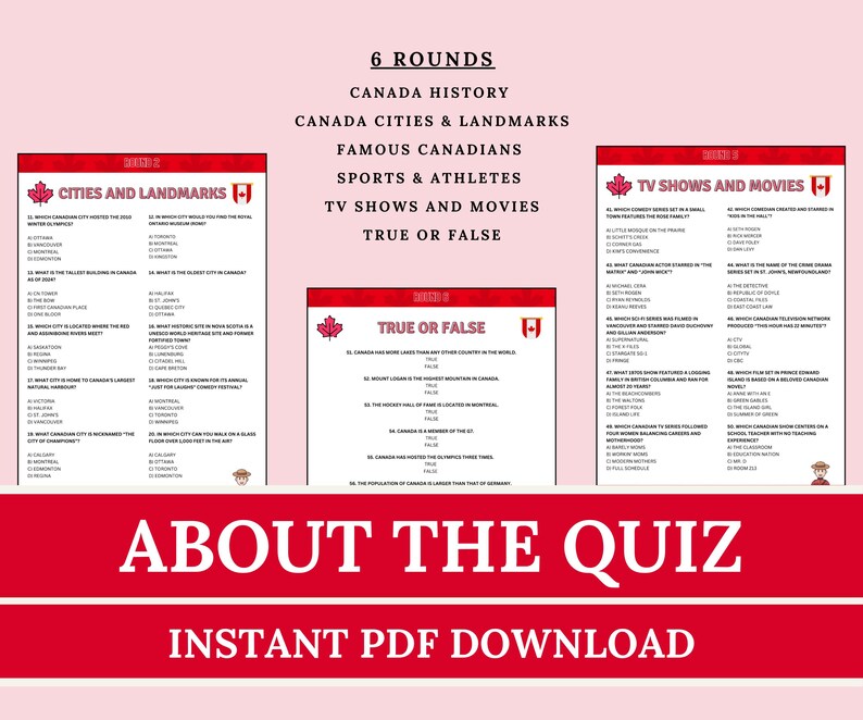 Canada Trivia Game | Printable Canadian History Questions | Canada Day ...