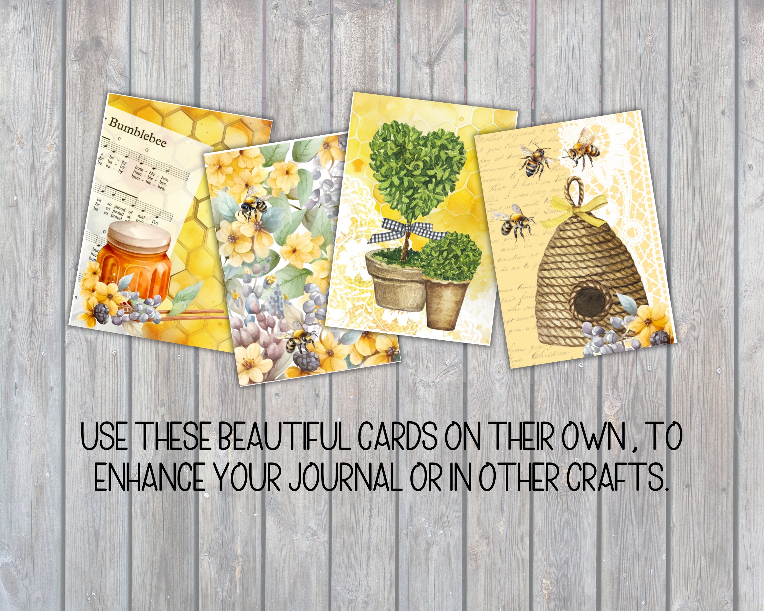 Honey Bees Digital ATC Cards, Printable Scrapbook Ephemera, Journal ...