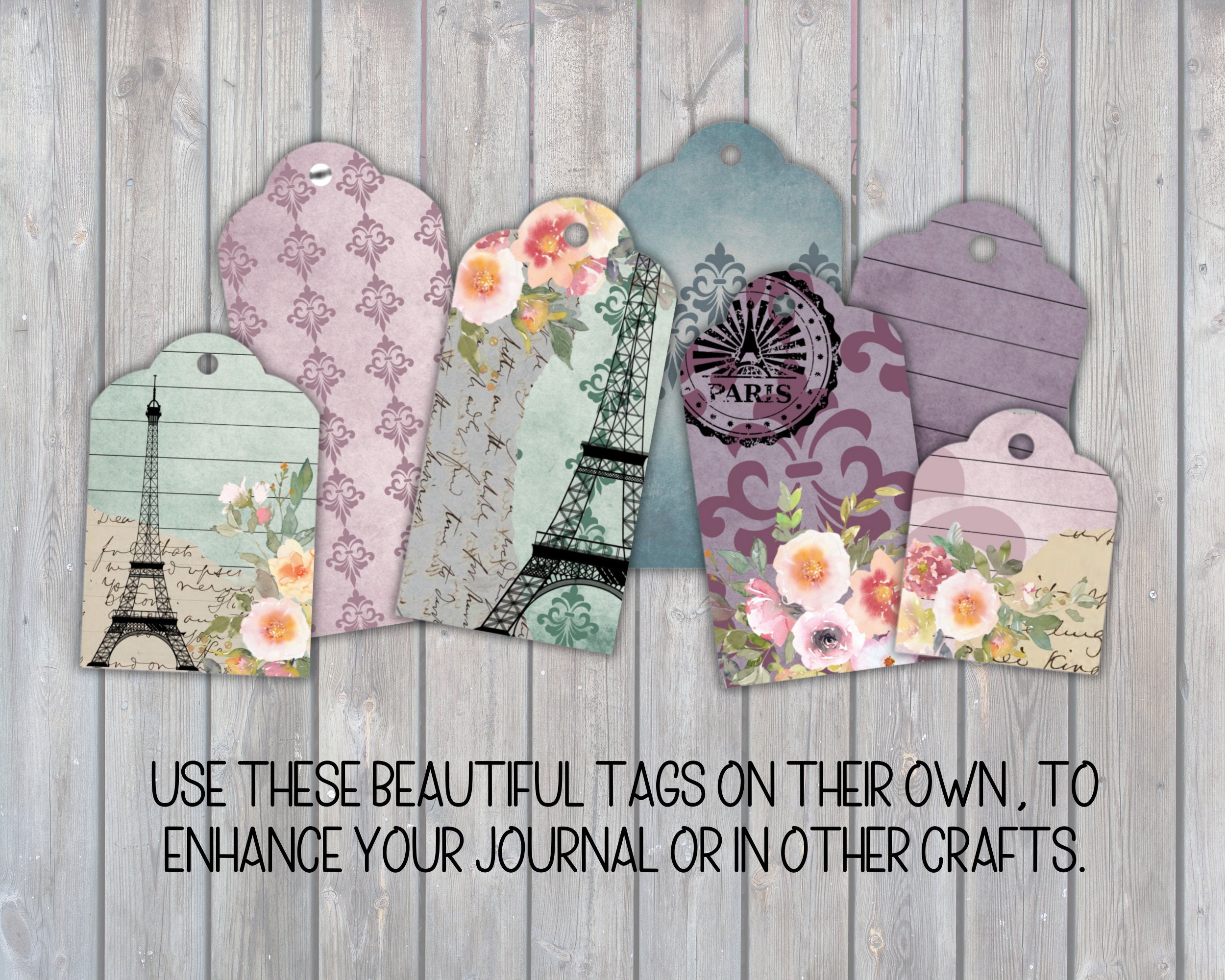 Vintage Eiffel Tower Tags Digital Download Printable - Etsy