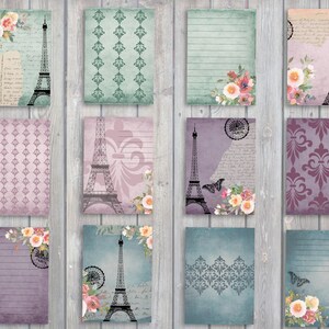 Vintage Eiffel Tower Digital Paper Pack, Printable Scrapbook Ephemera ...