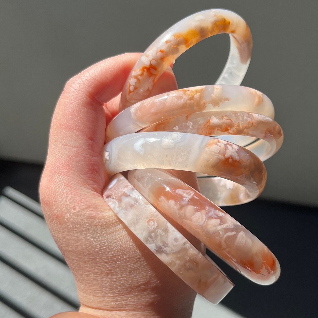 Sakura/cherry Blossom Agate Bangles - Etsy