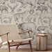 Beige Wild Life Wallpaper, Animal Pattern, Forest Beige and Brown ...
