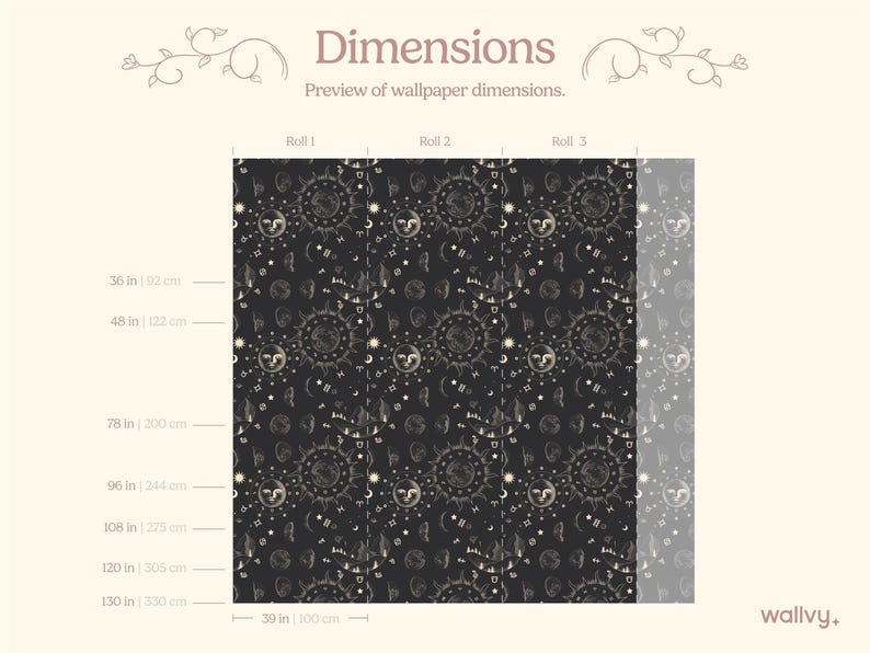 Stages of Moonlight Wallpaper, Zodiac Signs Wall Art, Black Moody ...