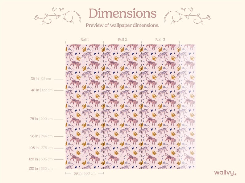 Cute Tiger Aesthetic Home Decor, Pink Wall Decor Wallpaper Removable ...