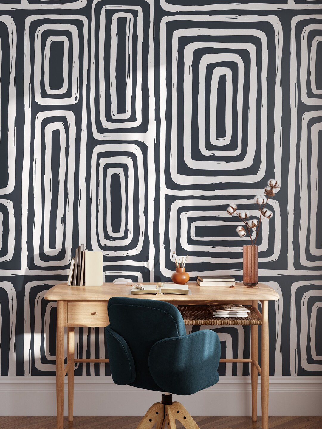 Abstract Wallpaper, Modern Home Decor, Abstract Wall Art, Neutral Tones ...