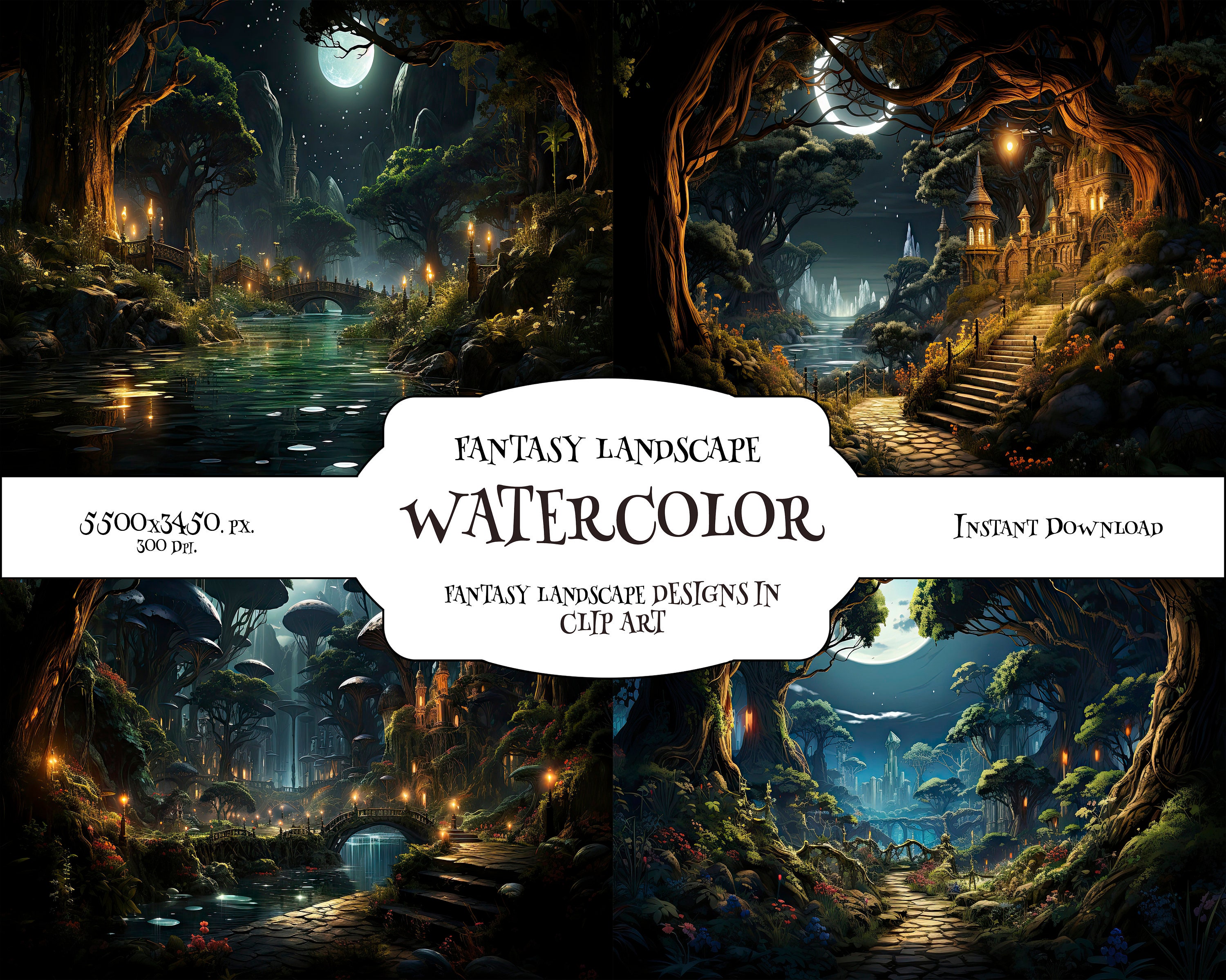 Enchanted Landscape Digital Papers - Secret Landscape, Fairy Forest ...