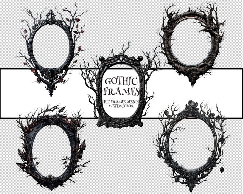 Gothic Watercolor Clip Art, Baroque & Ornate Frames Vintage Gothic, Vampire Frames for Halloween ...