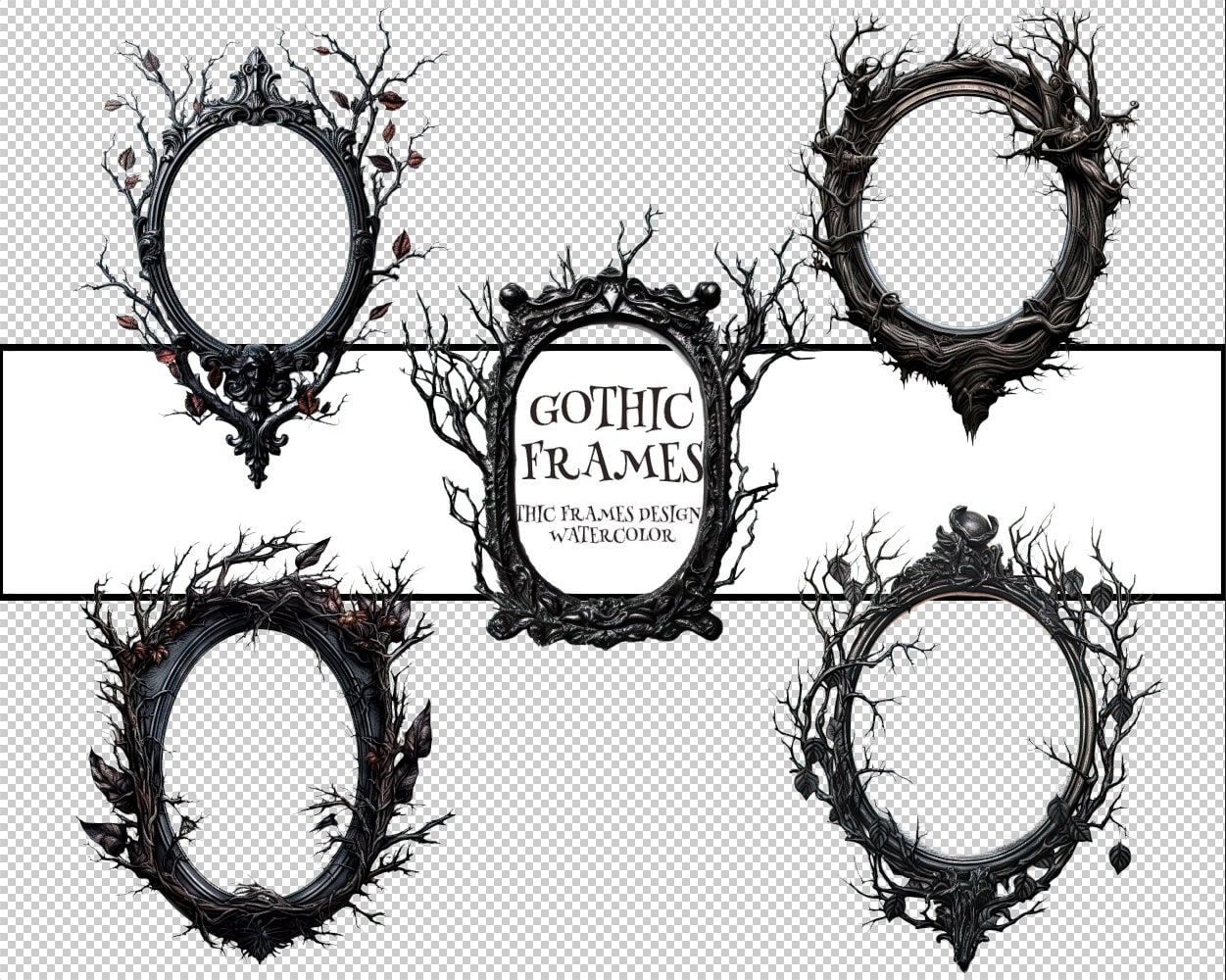 Gothic Watercolor Clip Art, Baroque & Ornate Frames Vintage Gothic, Vampire Frames for Halloween ...