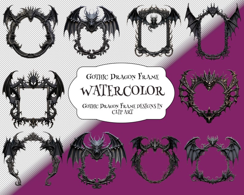 Gothic Dragon Clip Art, Baroque & Ornate Frames | Vintage Gothic ...