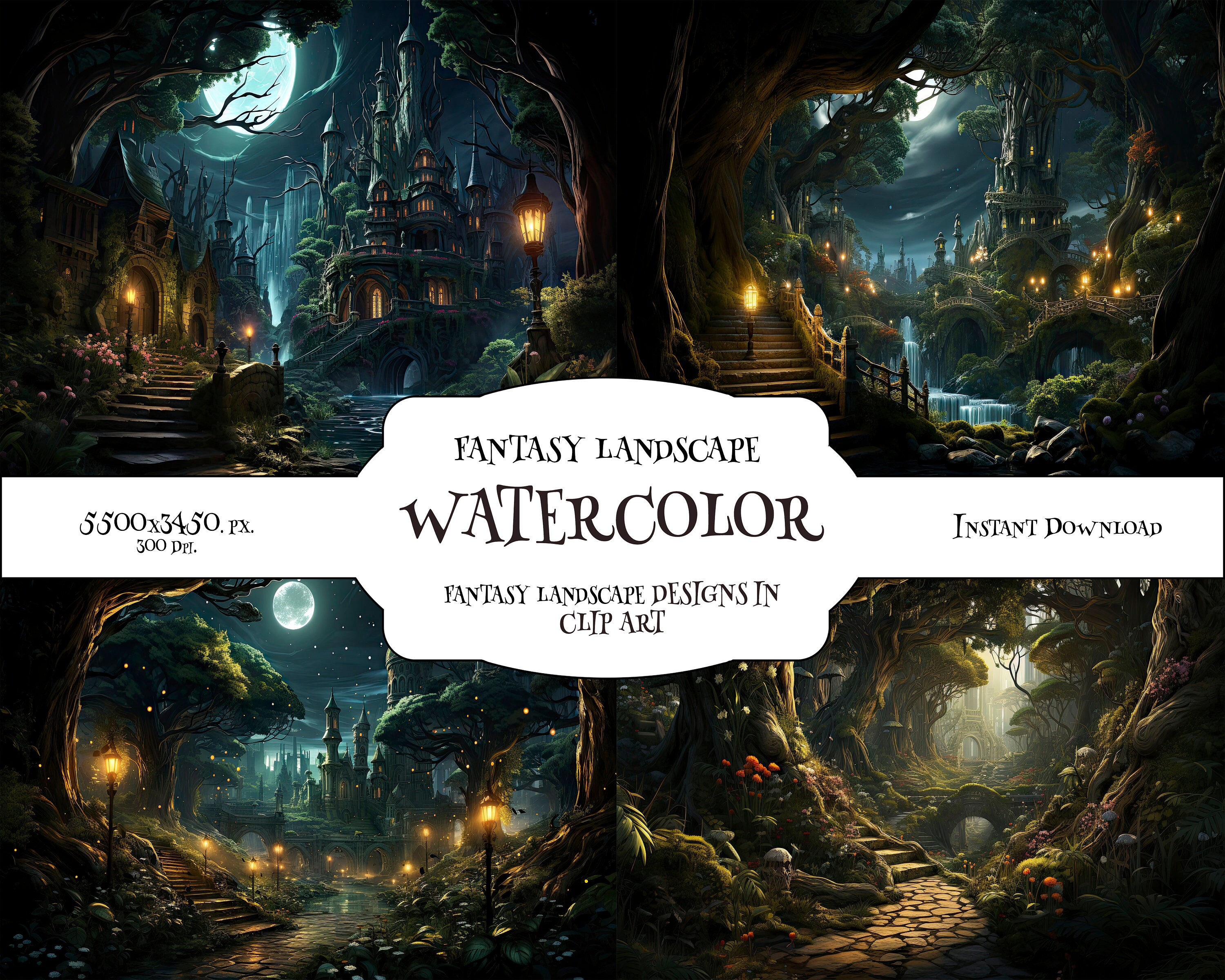 Enchanted Landscape Digital Papers - Secret Landscape, Fairy Forest ...