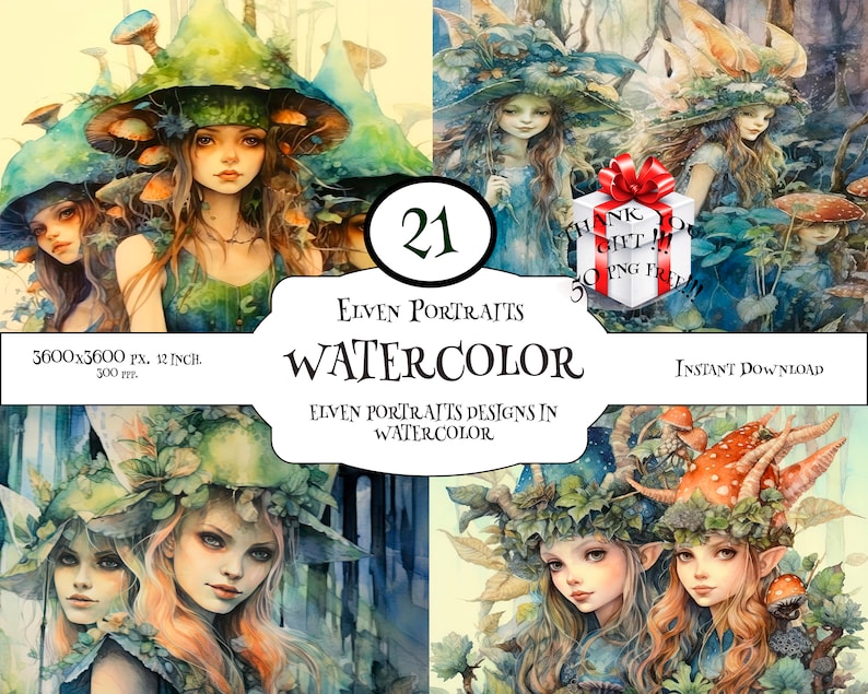 Enchanting Elf Portraits: Elven Junk Journal, Digital Paper, Collage ...