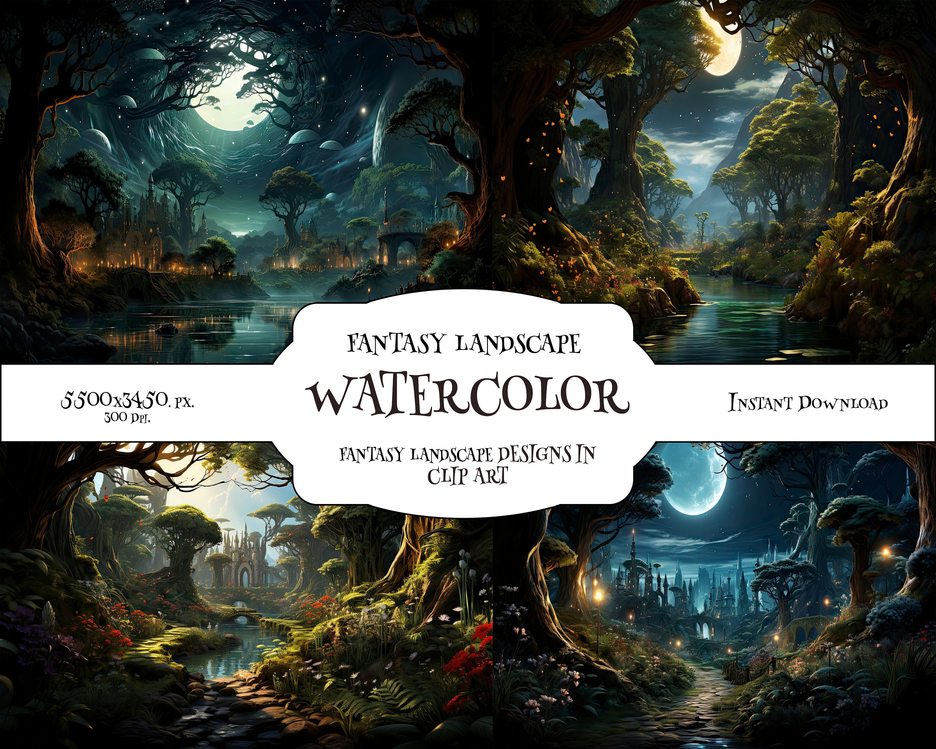 Enchanted Landscape Digital Papers - Secret Landscape, Fairy Forest ...