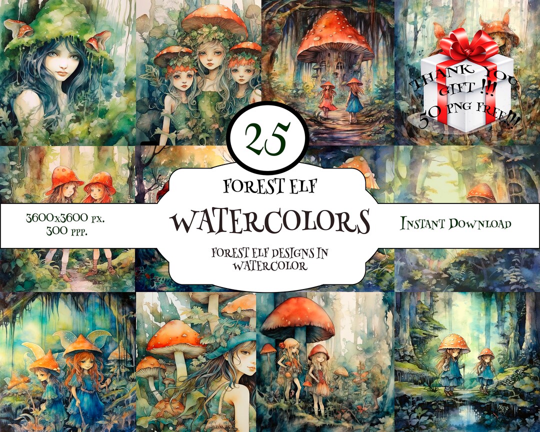 Whimsical Elf Digital Papers: Forest Elf, Junk Journal, Scrapbook Paper ...