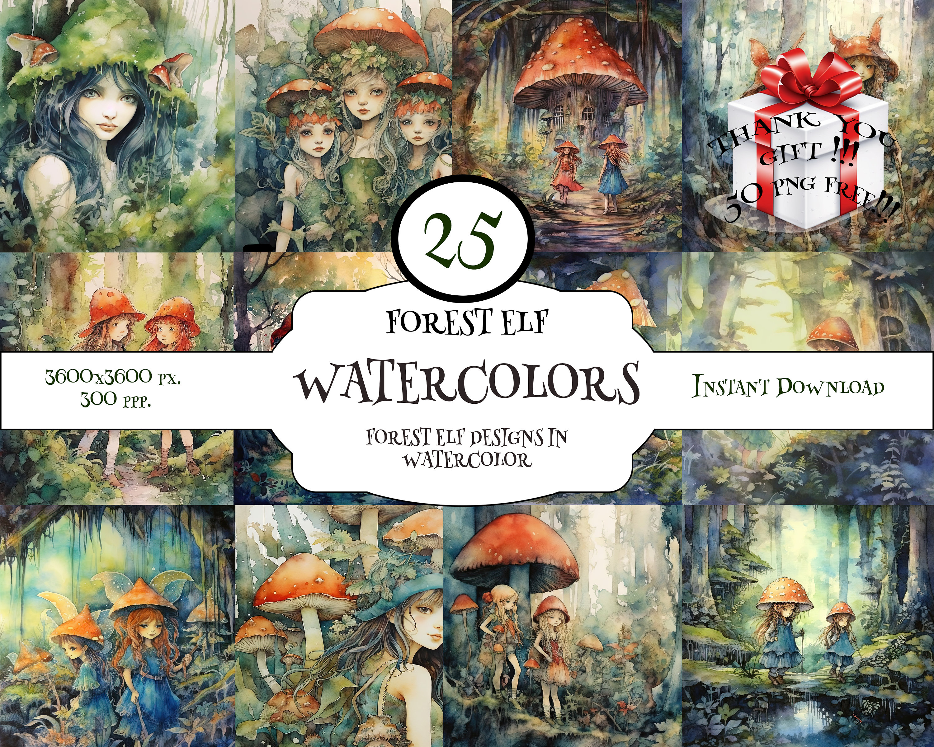 Whimsical Elf Digital Papers: Forest Elf, Junk Journal, Scrapbook Paper ...