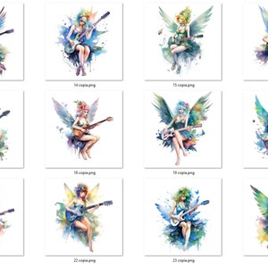 Enchanting Rock Fairy Tale: Nymph Guitarist Clipart, Fairy Transparent ...