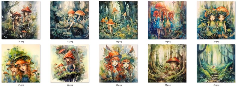 Watercolor Forest Elf Digital Paper: Fantasy Ephemera (digital Download ...