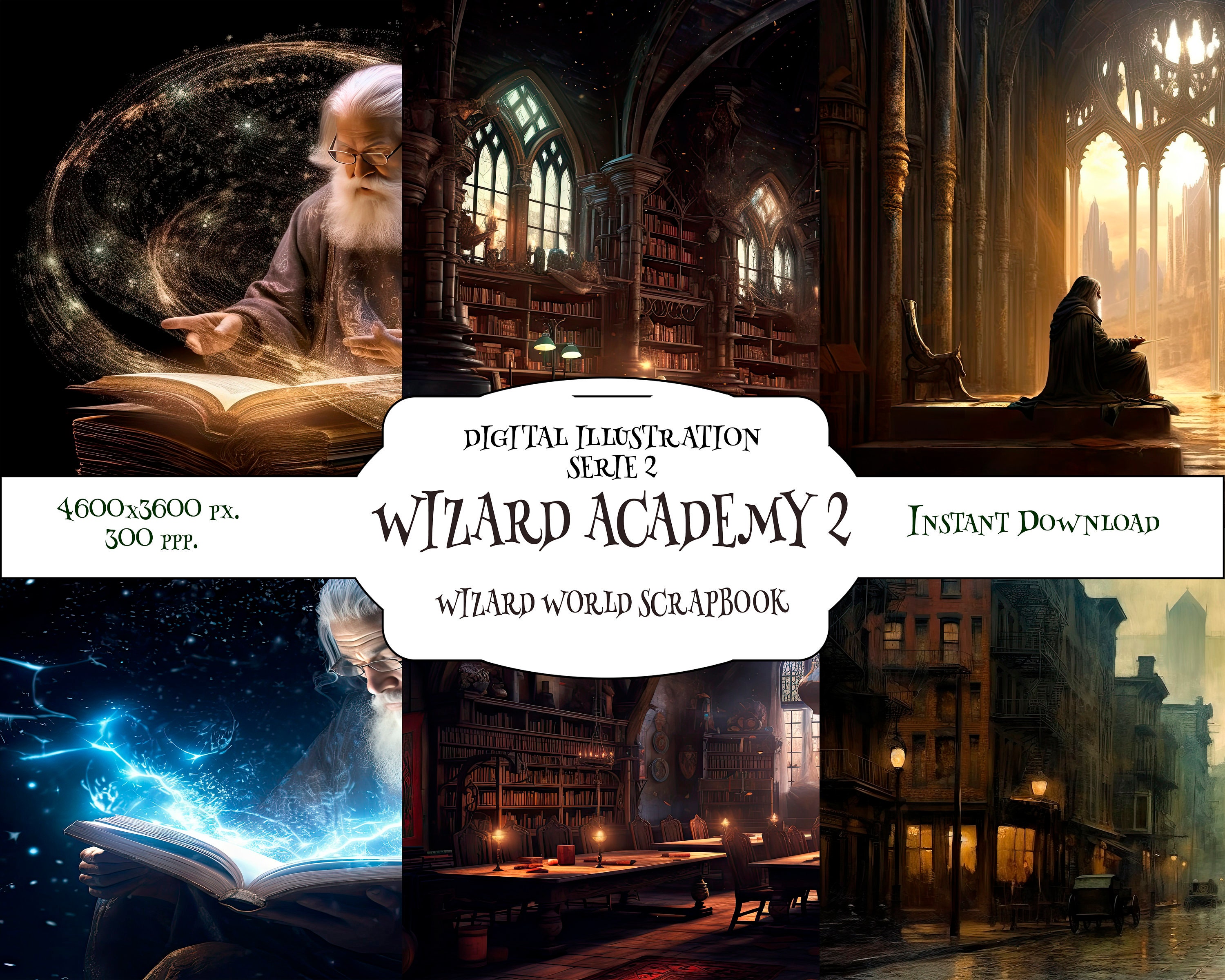 SERIE 2 28 Wizard Digital Paper, Magic School Paper, Wizard Academy ...