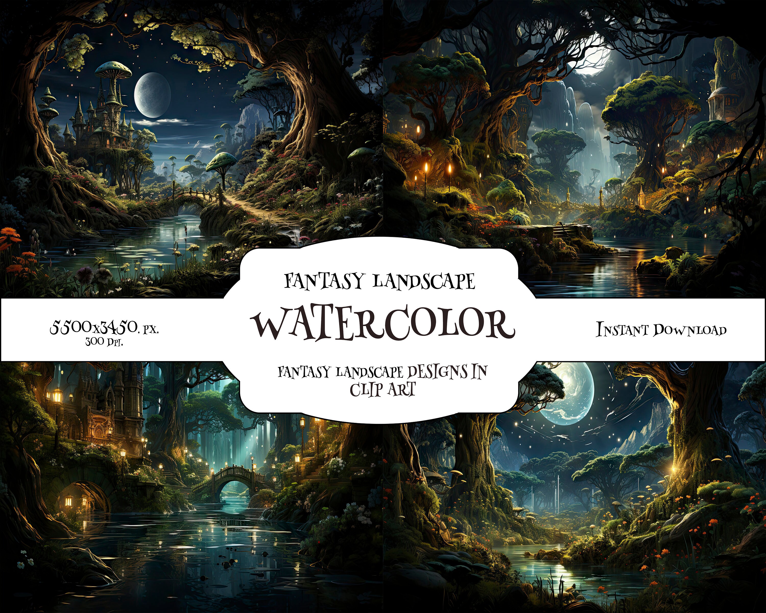 Enchanted Landscape Digital Papers - Secret Landscape, Fairy Forest ...