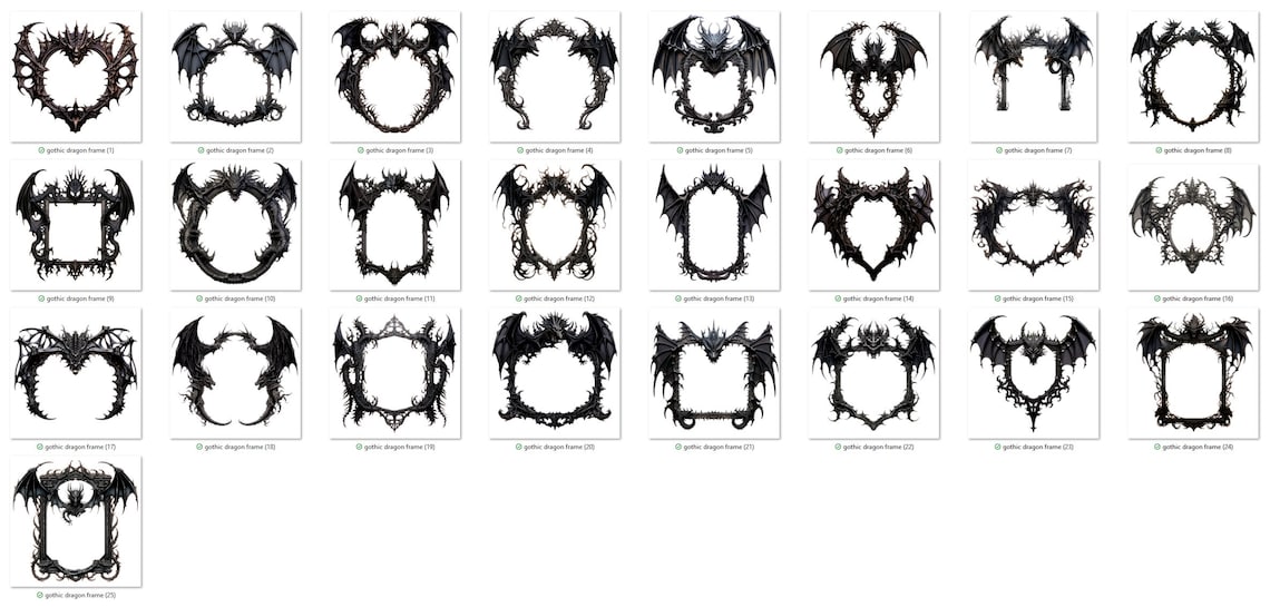 Gothic Dragon Clip Art, Baroque & Ornate Frames | Vintage Gothic ...