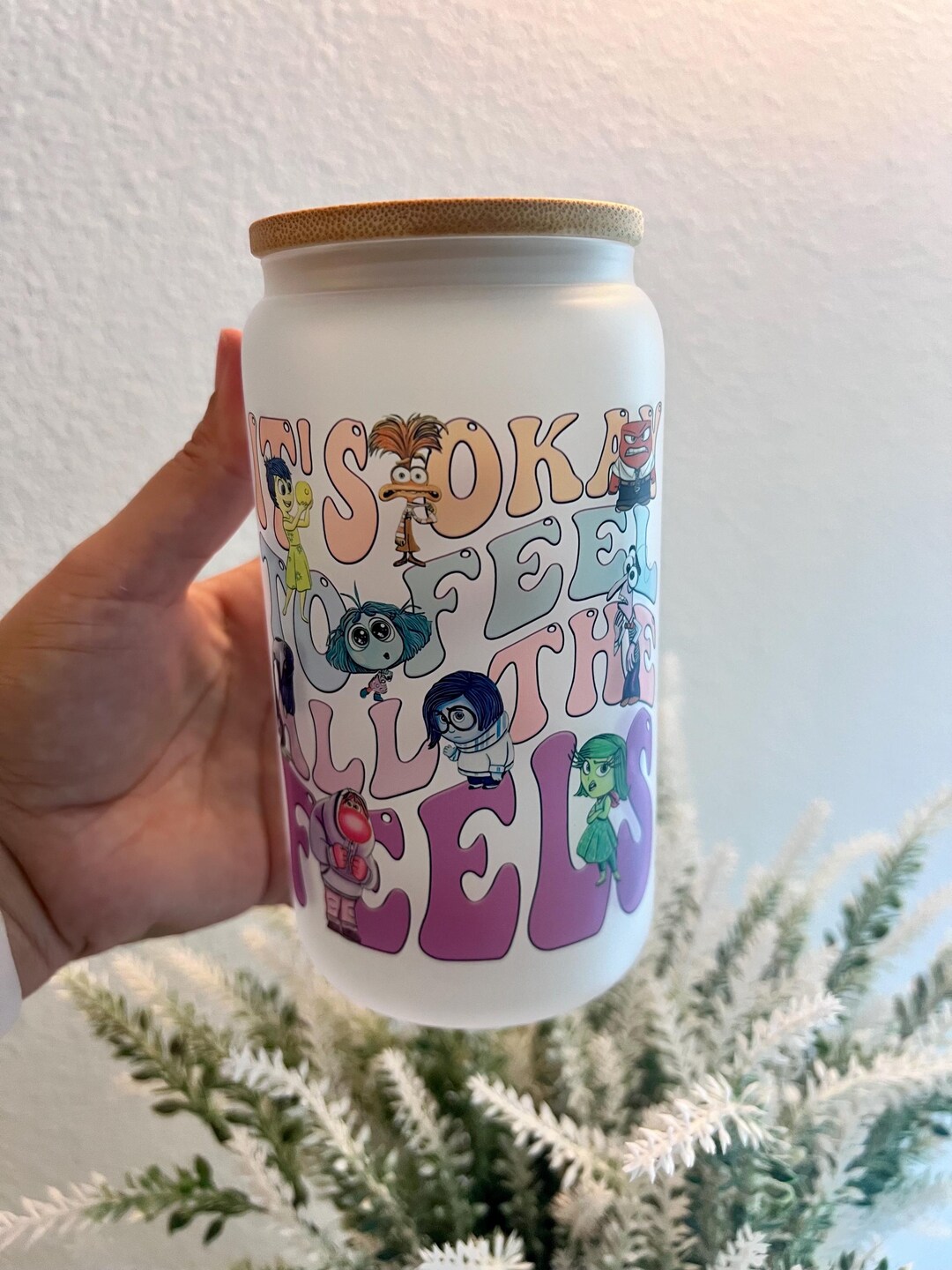 Feelings | Bamboo Lid | Gifts for Her | 16oz | Glass Cup | Gifts for ...