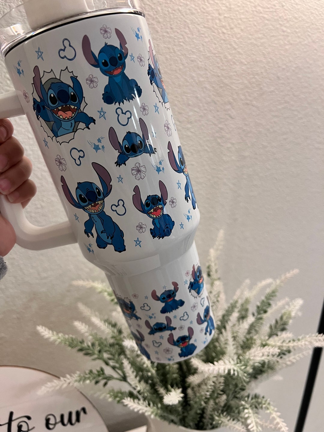 40oz Tumbler with handle | Stitch cup| Travel Tumbler | Water cup ...
