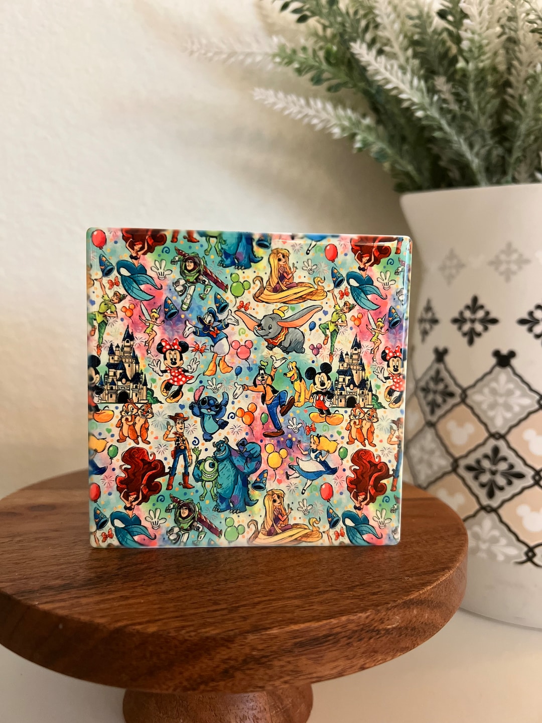 Ceramic Coasters Disney Mouse Cork Backing Disney - Etsy