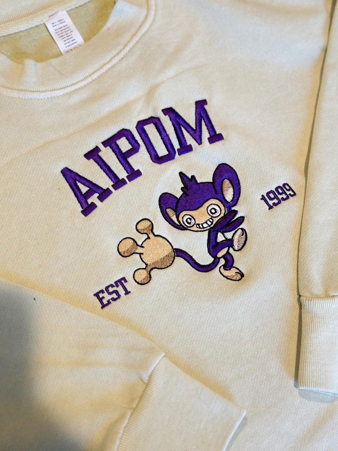 Custom Embroidered Aipom Hoodie, Japanese Video Game Sweatshirt and ...