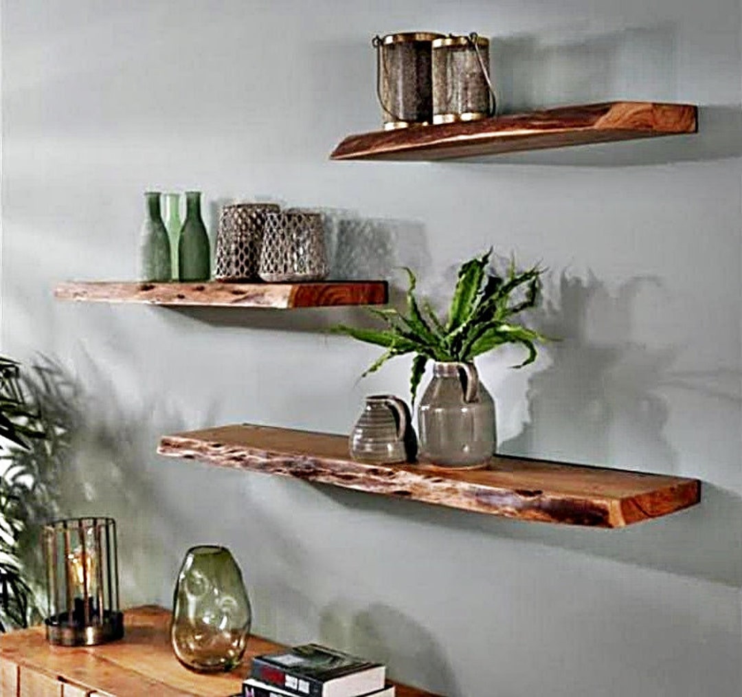 Walnut Natural Edge Floating Shelves, Custom Size Live Edge, Floating ...