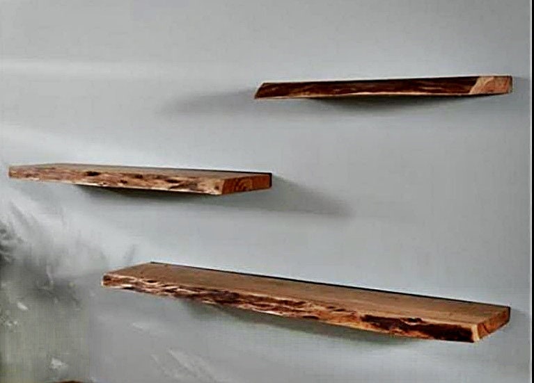 Walnut Natural Edge Floating Shelves, Custom Size Live Edge, Floating ...