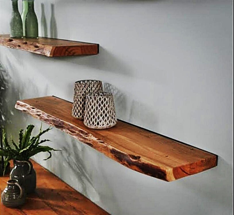 Walnut Natural Edge Floating Shelves, Custom Size Live Edge, Floating ...