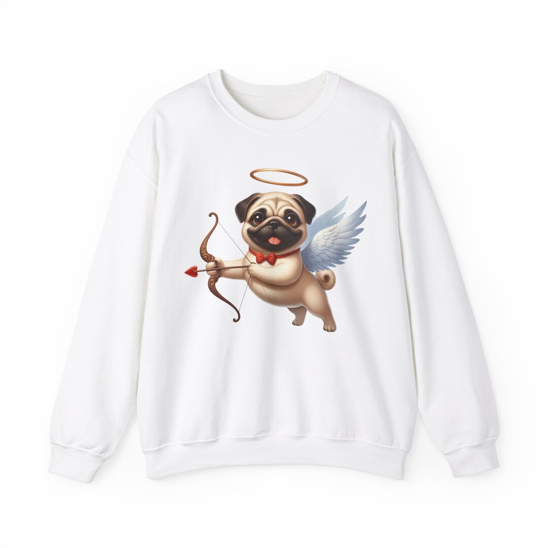 Cute Pug Dogs Valentines Day Sweatshirt, Valentine Pug Dog Lover ...
