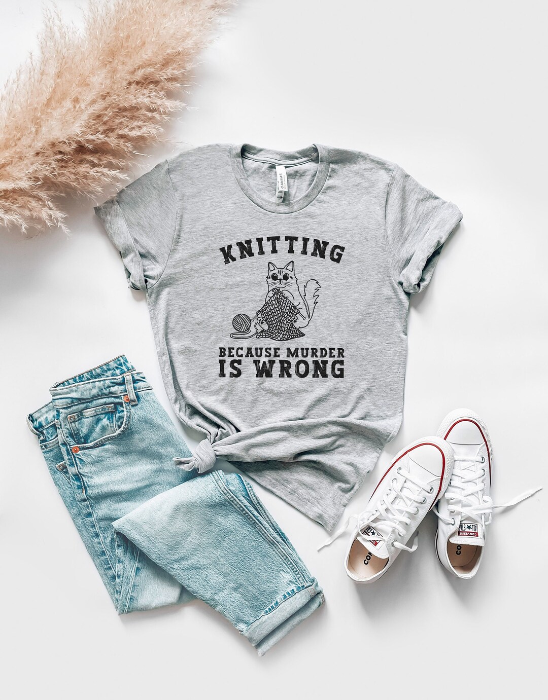 Funny Knitting Shirt, Knitting Because Murder is Wrong, Knit Gift, Knit ...