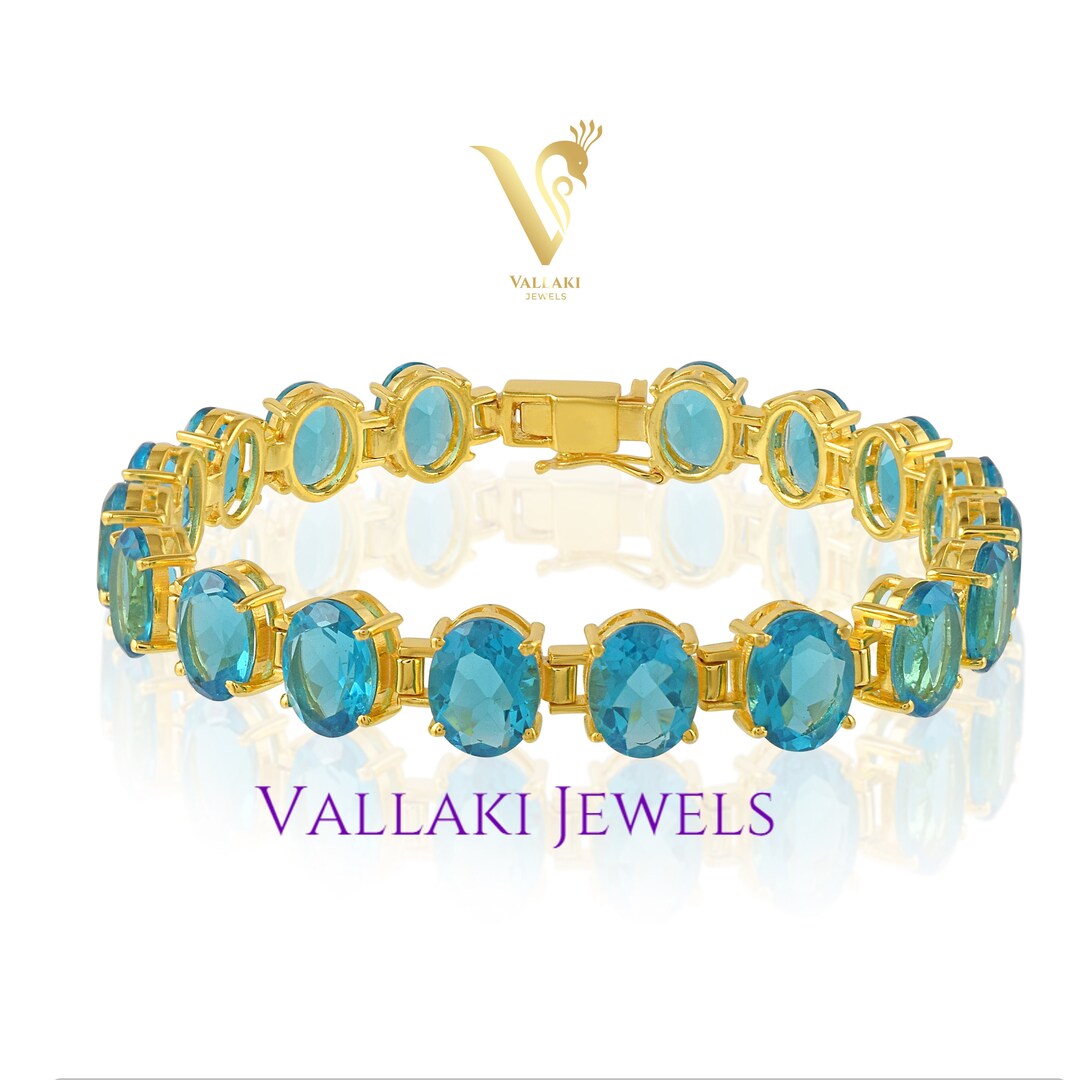 Tennis Bracelet With Fine Cut Natural Pigeon Red Blue Stone Exclusive ...