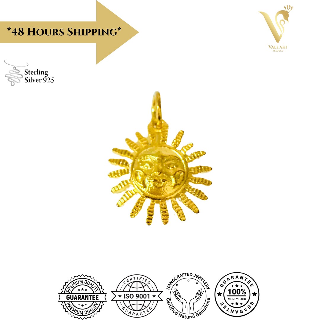 Helios Sun Face Necklace, Gold Sun Face Charms Pendants, Celestial ...
