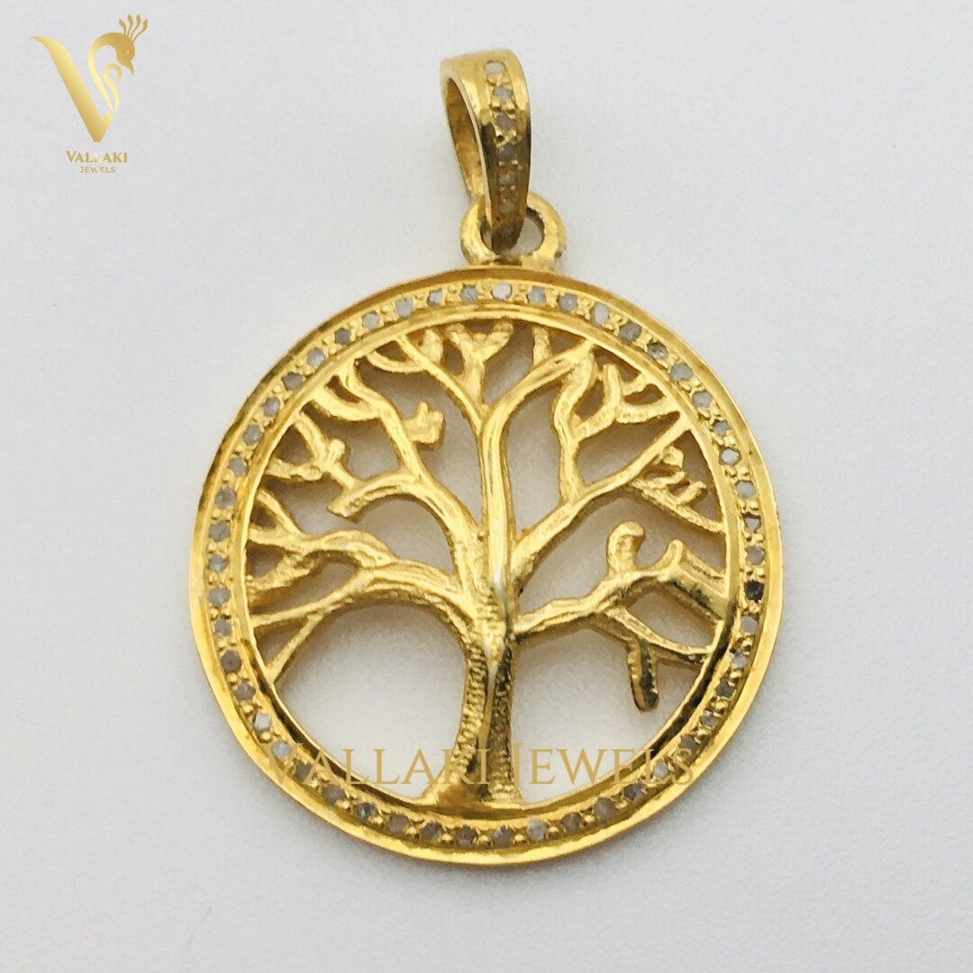 Two-tone Tree of Life Diamond Pendant, 14k Gold & Sterling Silver - Etsy