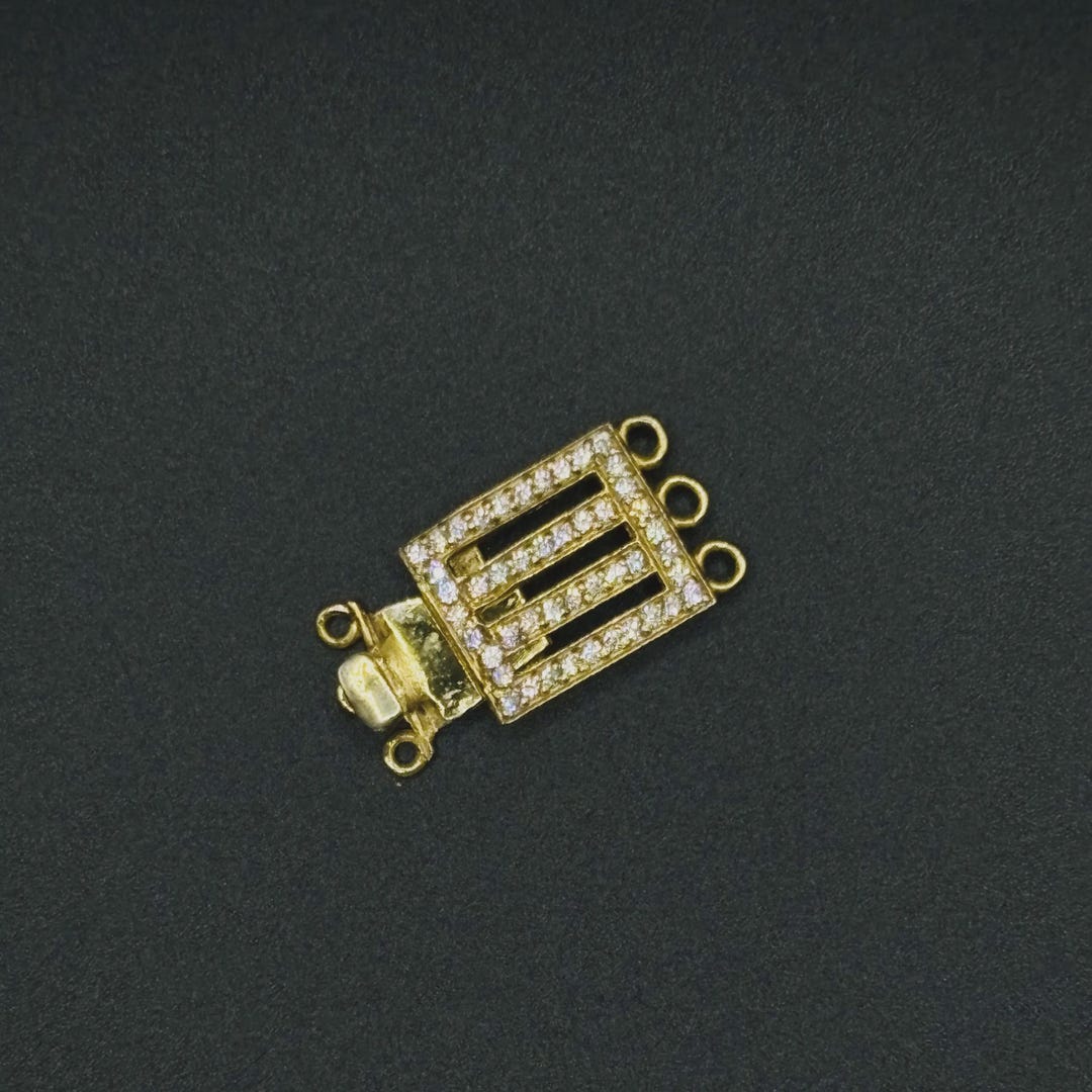 Pave Diamond Box Clip Lock, 14K Gold Rhodium Jewelry Finding 33*22 MM ...