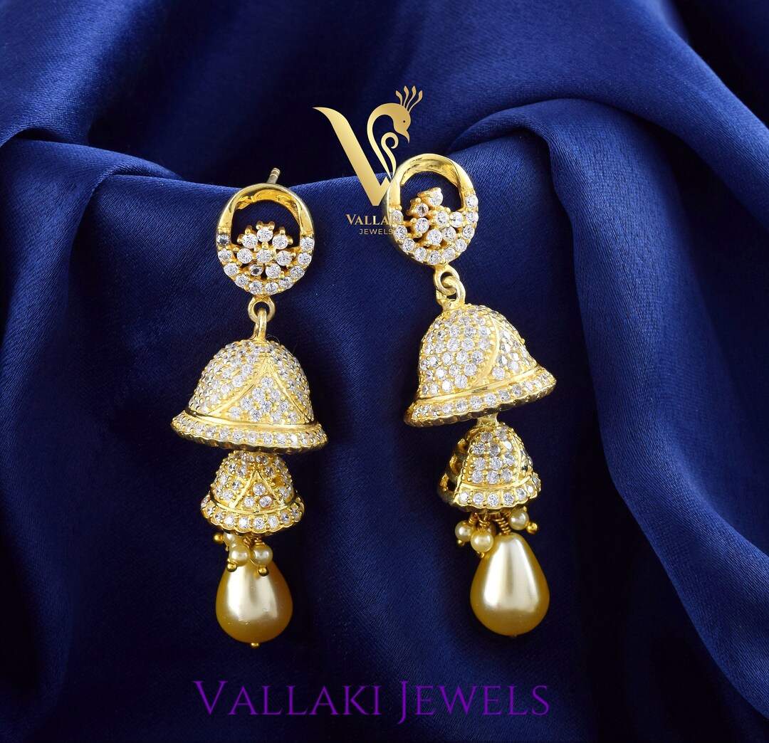 Antique Mayur Jali Stunning Jhumka in 925 Silvers With 18k Gold Rhodium ...