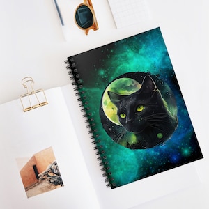 Black Cat Journal, Lined Journal, Junk Journal Notebook, Witchy Cat ...