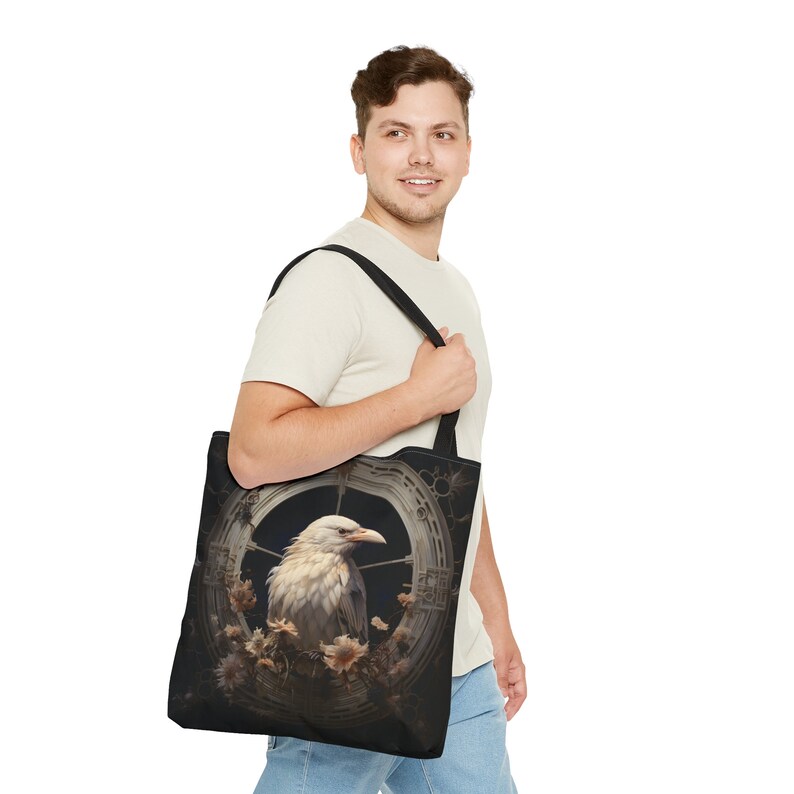 White Raven Art Reusable Tote Bag, Eco-friendly Shopping - Etsy
